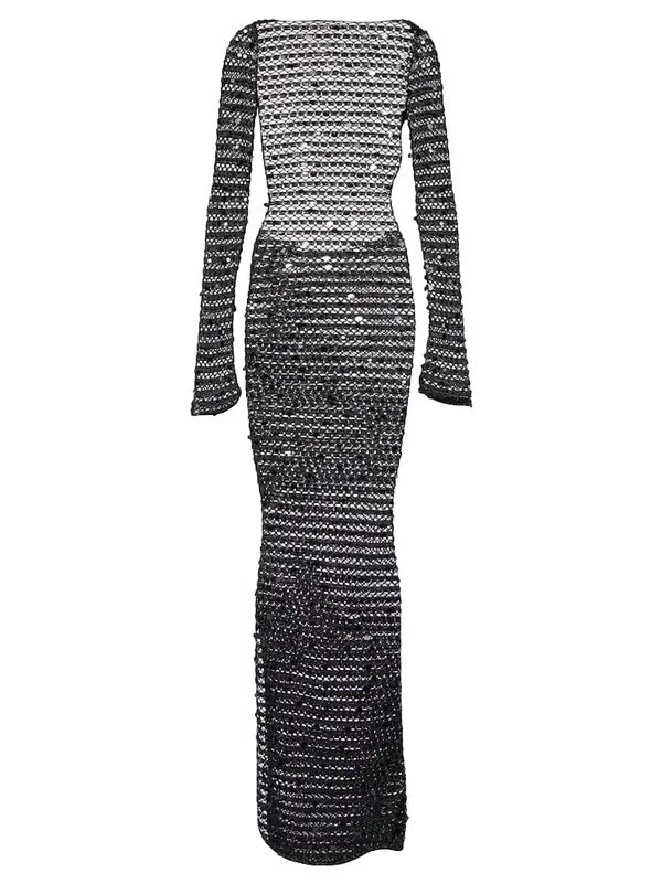 AYA MUSE Sequin Embellished Maxi Dress - Black