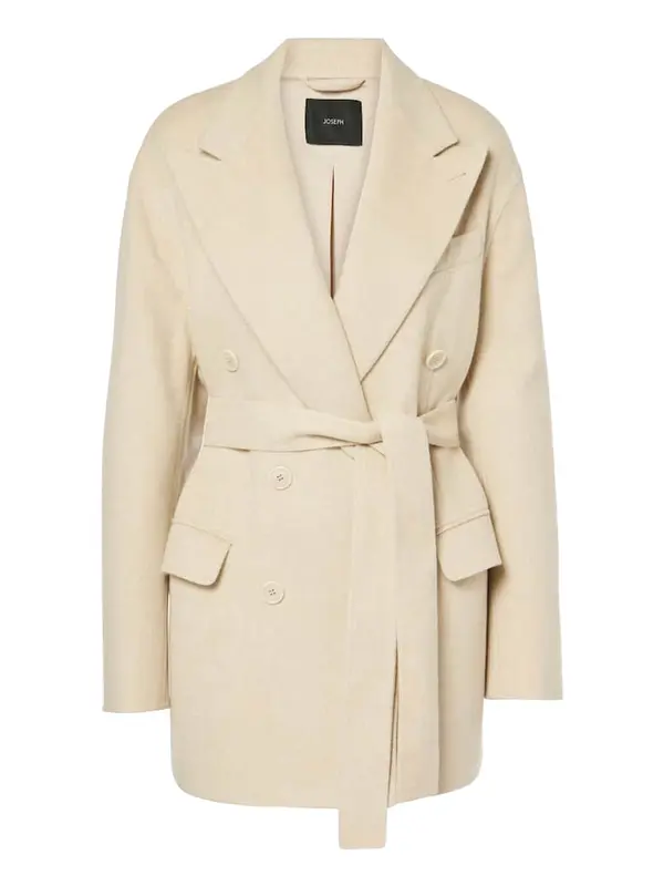 JOSEPH Double-breasted Belted Blazer - Beige