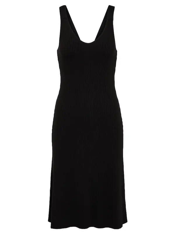 Vince Ribbed Scoop-neck Midi Dress - Black