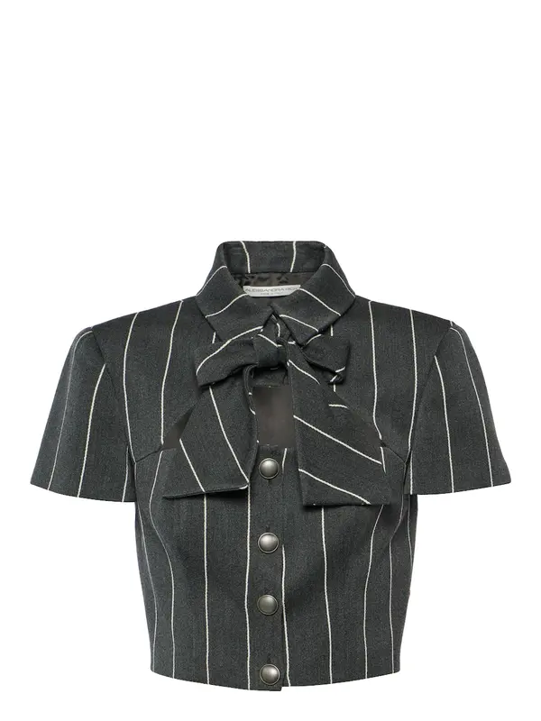 Alessandra Rich Pinstripe Cropped Jacket - Grey
