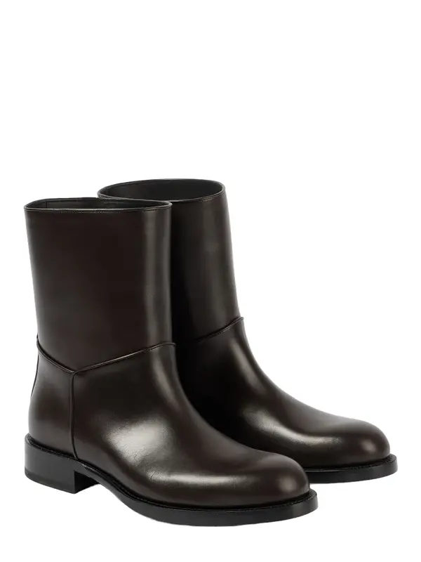 THE ROW Nobilis Leather Ankle Boots - Brown