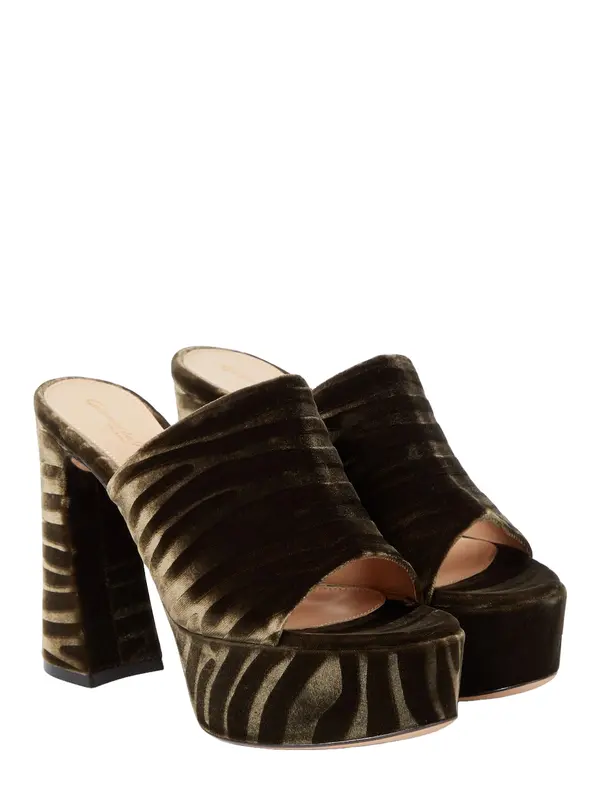 GIANVITO ROSSI Holly Zebra-print Platform Mules - Black