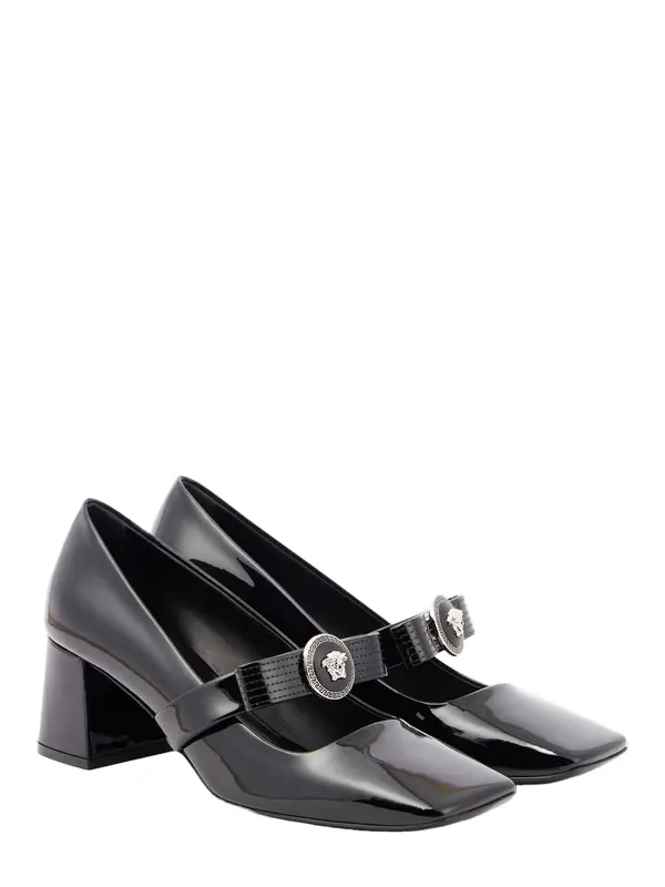Versace Ribbon 55 Leather Pumps - Black