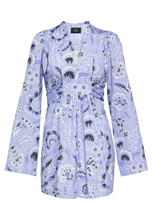 Etro Printed Cotton-blend Minidress - Blue