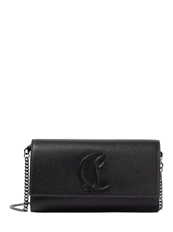 CHRISTIAN LOUBOUTIN Logo Leather Wallet On Chain - Black