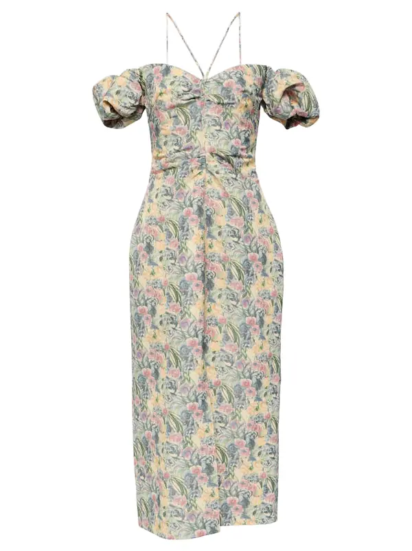 MARKARIAN Ruched Off-shoulder Midi Dress - Blue