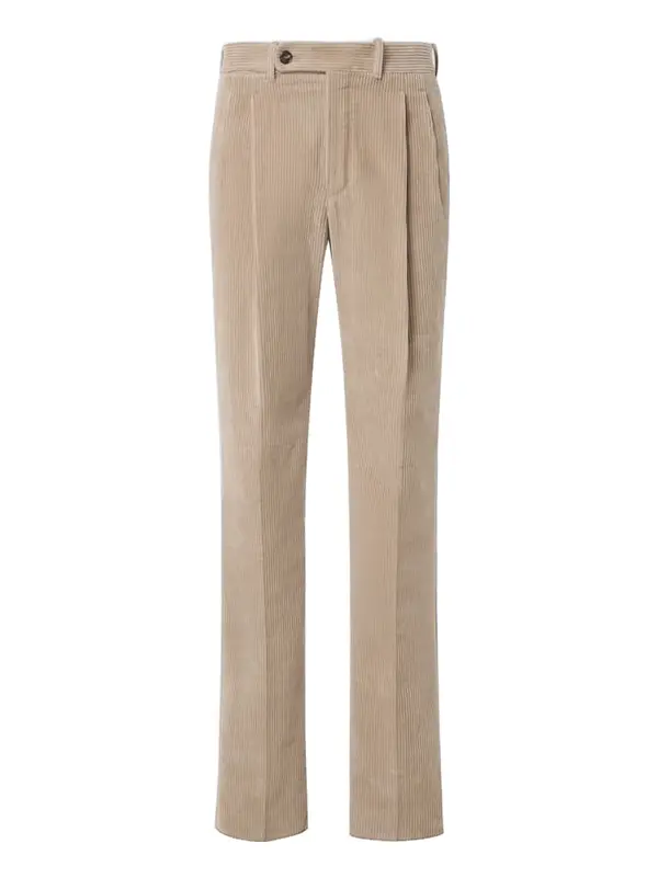 SLOWEAR Cotton Corduroy Straight Trousers - Beige