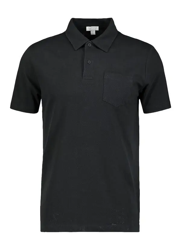 Sunspel Riviera Cotton Polo Shirt - Black