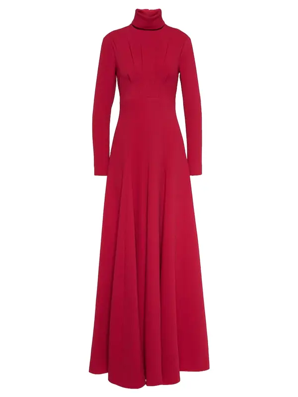 EMILIA WICKSTEAD Oakley Pleated Crepe Maxi Dress - Red
