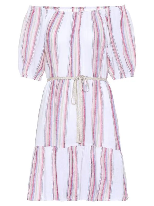 Velvet By Graham & Spencer Cinthia Striped Linen-blend Minidress - Multicoloured