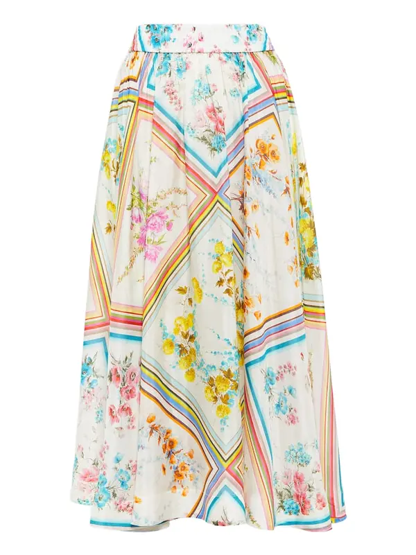 Zimmermann Halcyon Floral Midi Skirt - Multicoloured