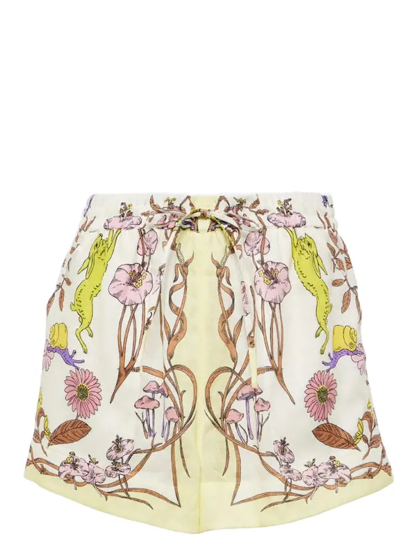 Tory Burch Floral Linen High-rise Shorts - Multicoloured