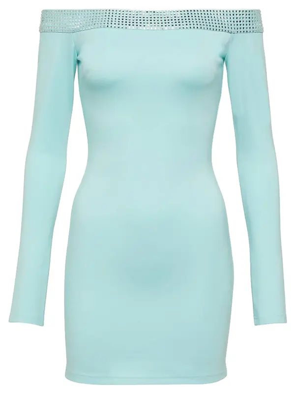 David Koma Crystal-embellished Mini Dress - Blue
