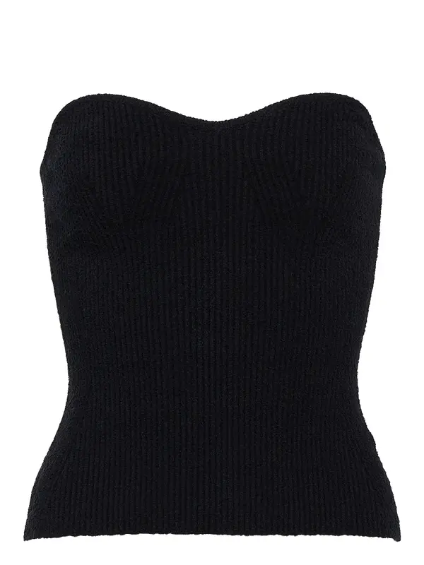 Wardrobe.NYC Ribbed-knit Cotton-blend Top - Black