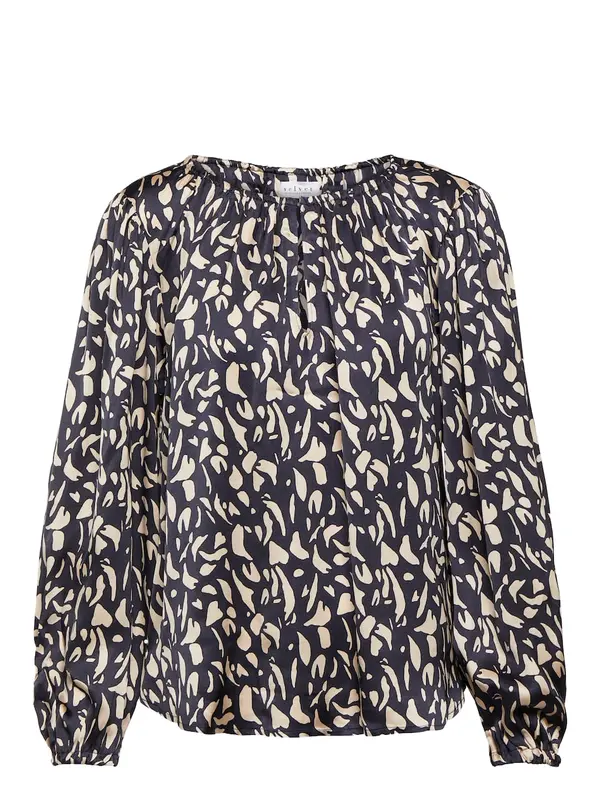 Velvet By Graham & Spencer Kade Printed Satin Blouse - Multicoloured
