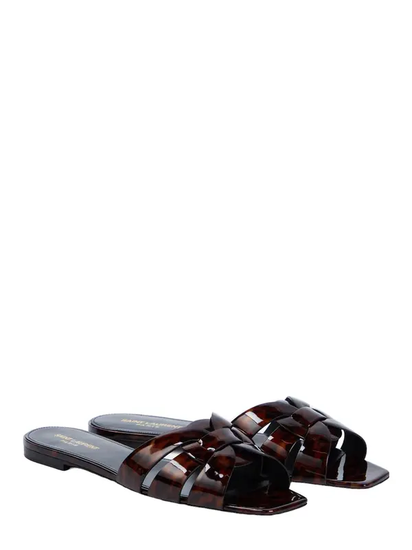 Saint Laurent Tribute 05 Leopard-print Leather Flats - Multicoloured
