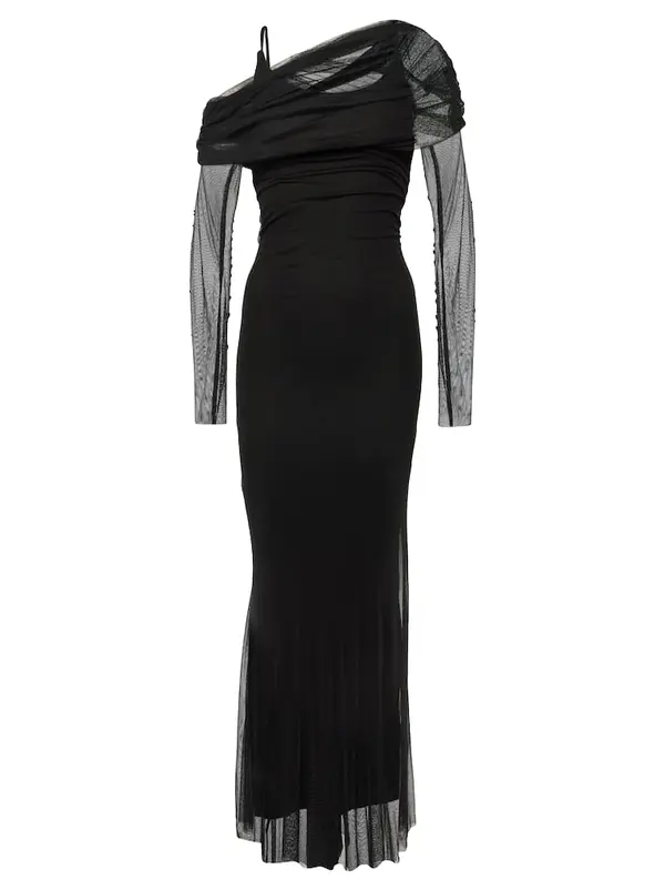 Christopher Esber Veiled Off-shoulder Gown - Black