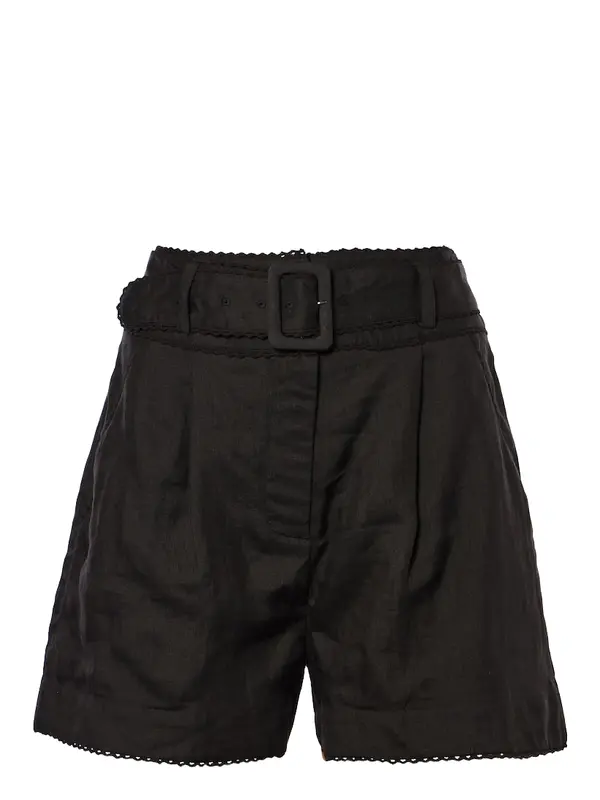 Veronica Beard Hobbes High-rise Ramie Shorts - Black
