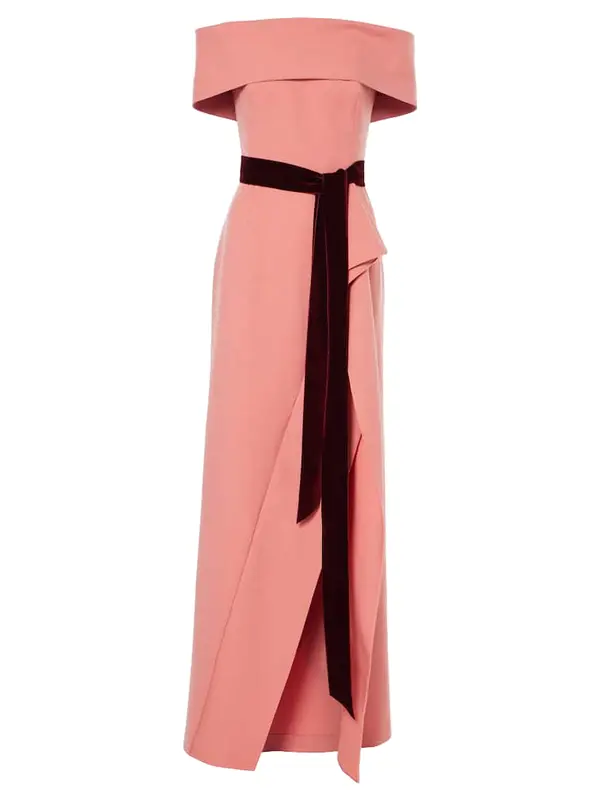Oscar De La Renta Off-shoulder Wool-blend Gown - Red
