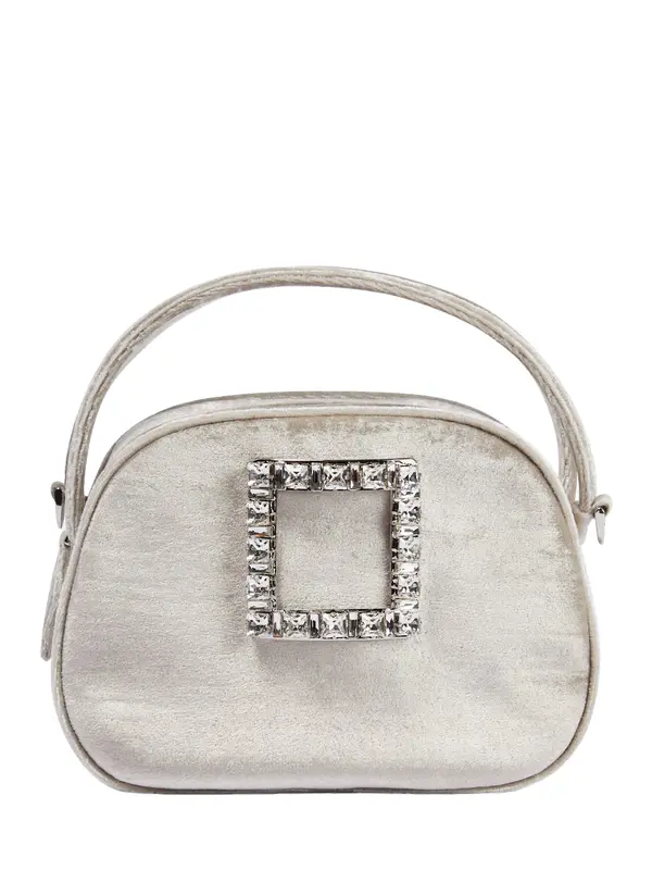 ROGER VIVIER Viv' Ladybug Velvet Shoulder Bag - Grey