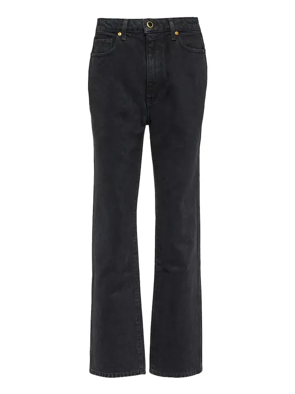 Khaite Abigail Cropped Straight Jeans In Wash - Black