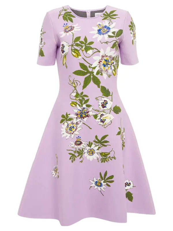 Oscar De La Renta Floral Jacquard Knit Mini Dress - Multicoloured