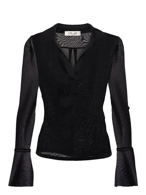 Diane Von Furstenberg Mackenzie Mesh Top - Black