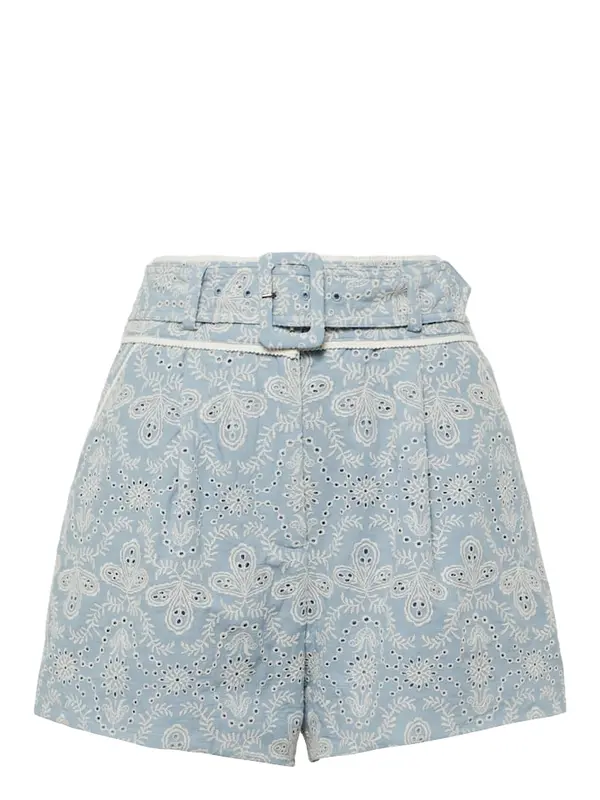 Veronica Beard Hobbes High-rise Cotton Shorts - Blue