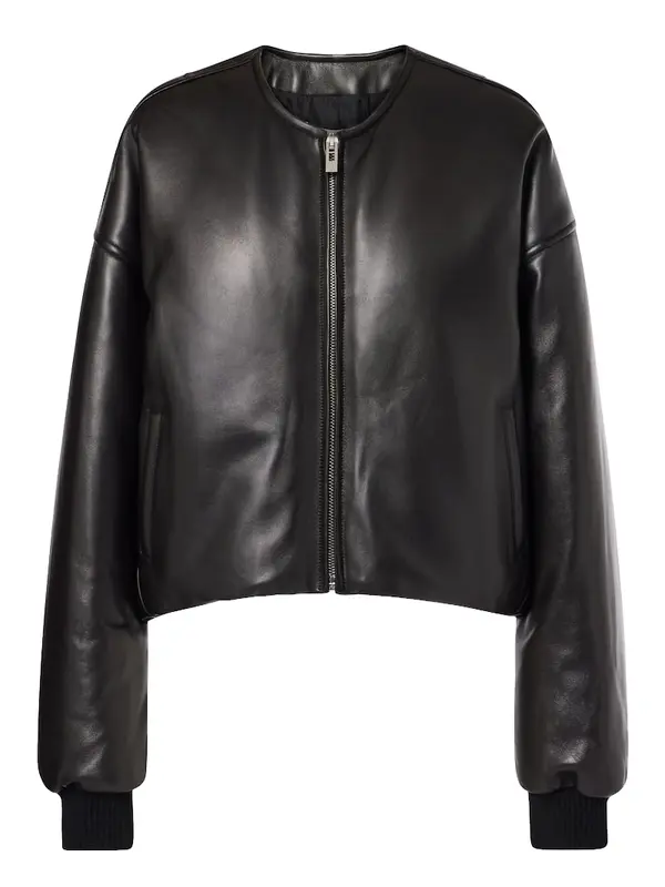 Alaïa Leather Bomber Jacket - Black