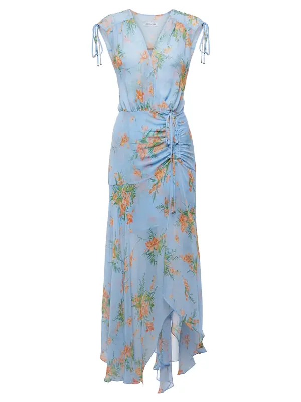 Veronica Beard Dovima Floral Silk Maxi Dress - Blue