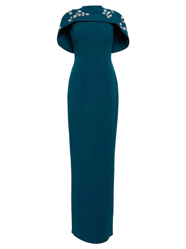 Safiyaa Embellished Crepe Gown - Blue