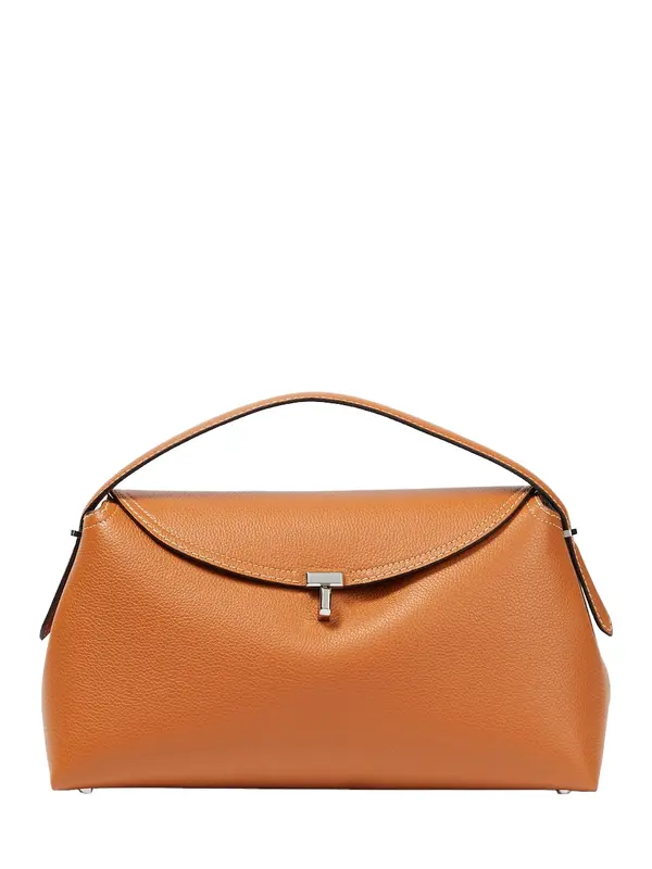 TOTEME T-lock Medium Leather Tote Bag - Brown