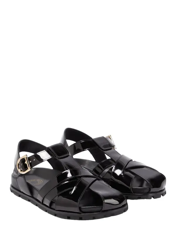 Dries Van Noten Patent Leather Sandals - Black