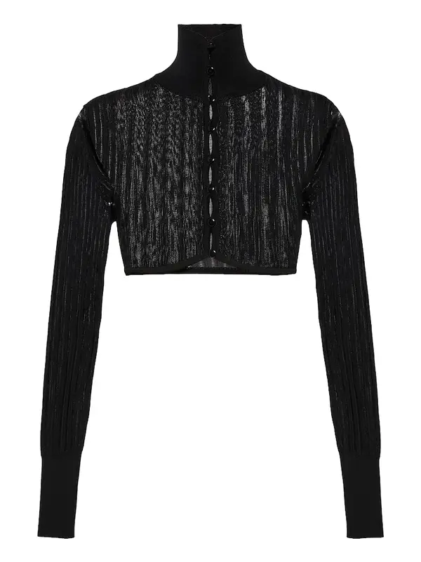 Alaïa Ribbed-knit Cropped Cardigan - Black