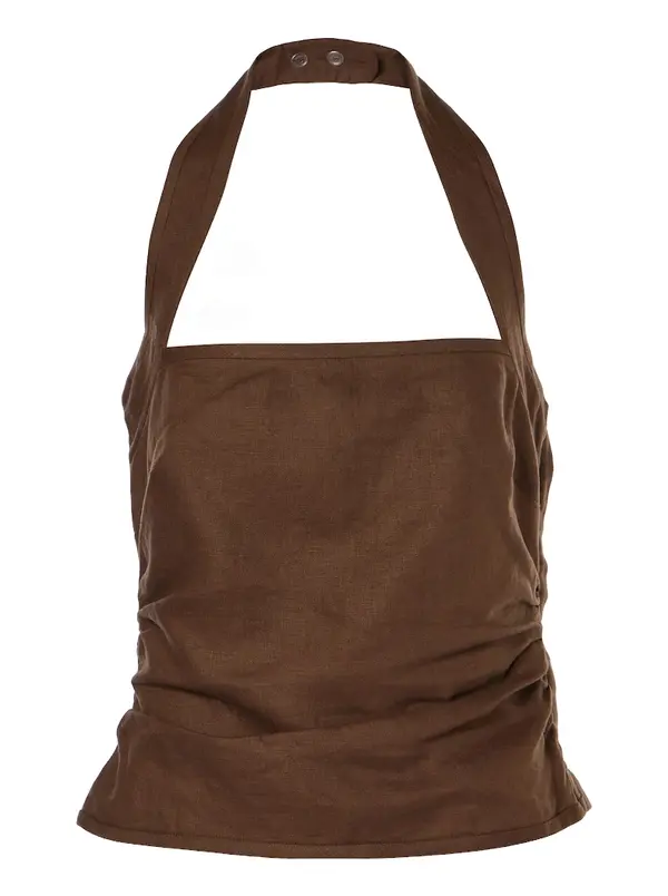 SIR. Jerry Halter Bodice Linen Top - Brown