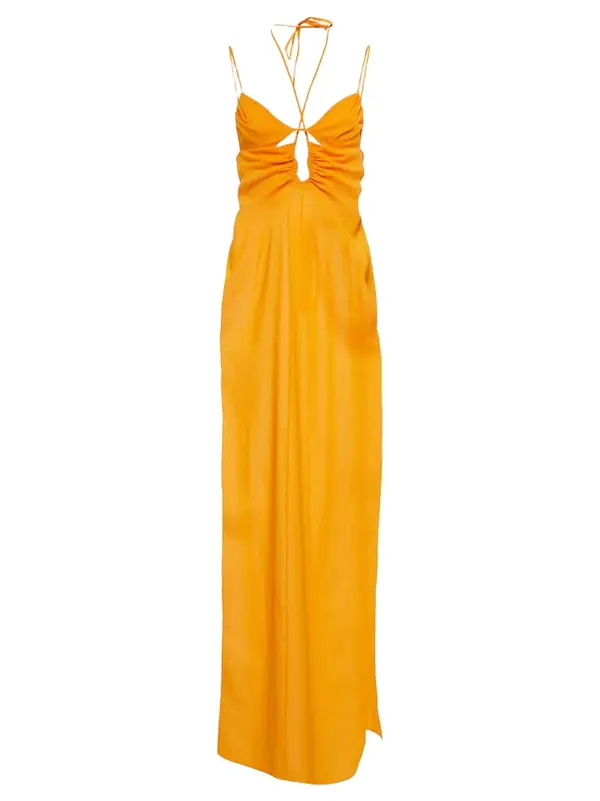 NENSI DOJAKA Cutout Halterneck Maxi Dress - Orange