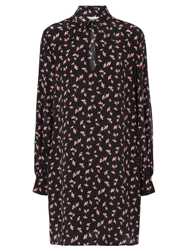 Chloé Floral Silk Chiffon Mini Dress - Brown
