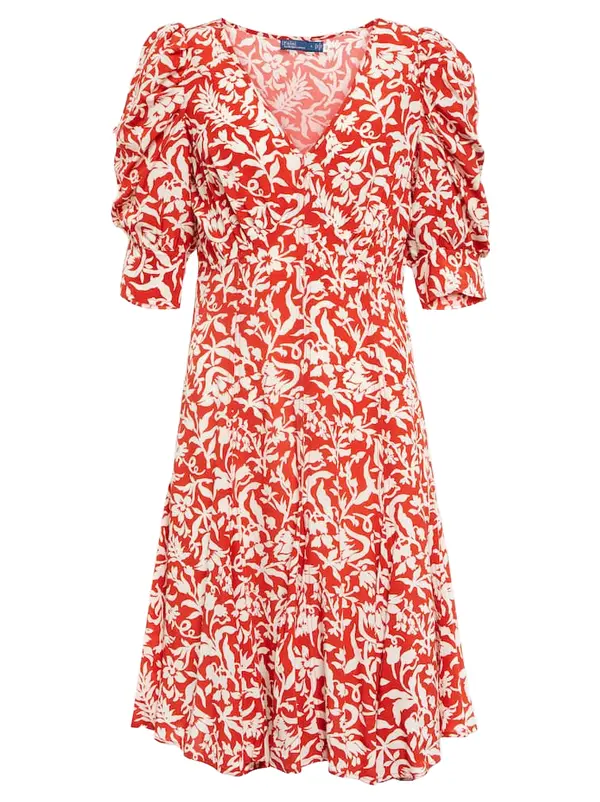 Polo Ralph Lauren Floral Crepe Midi Dress - Red