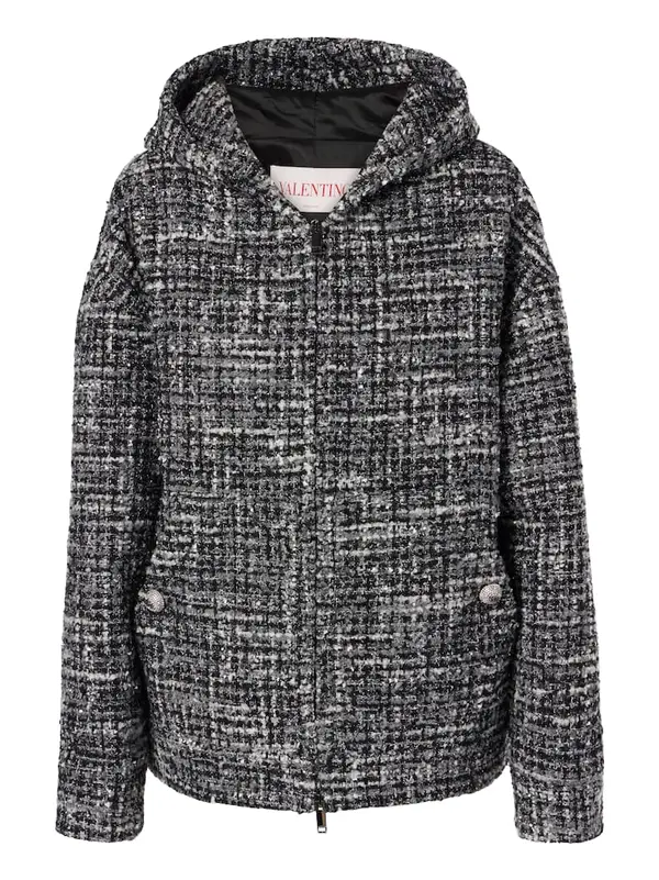 Valentino Garavani Mossi Melange Tweed Jacket - Grey