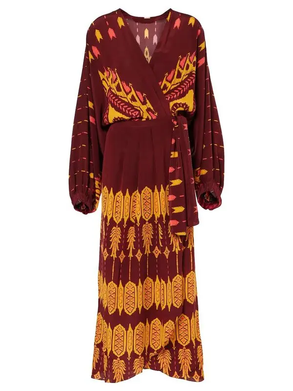 Johanna Ortiz Printed Silk Wrap Dress - Multicoloured
