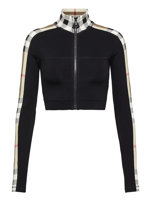 Burberry Check Technical Jersey Track Jacket - Black