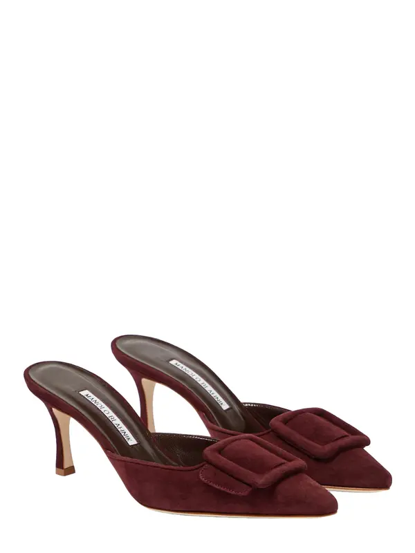 Manolo Blahnik Maysale 70 Suede Mules - Red
