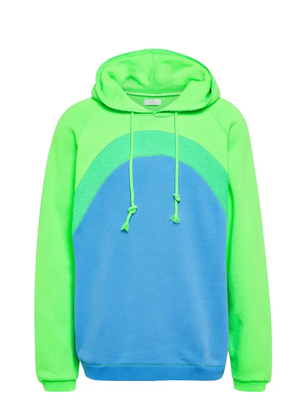 ERL Rainbow Boucle Trimmed Cotton Hoodie - Multicoloured