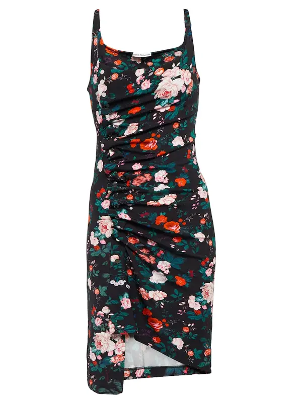 Rabanne Floral Ruched Jersey Minidress - Multicoloured