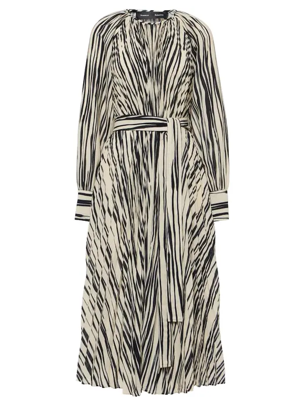 Proenza Schouler Carol Striped Chiffon Midi Dress - Neutrals