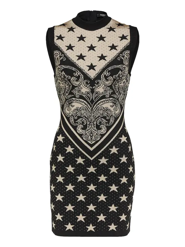 Balmain Intarsia Knitted Minidress - Multicoloured