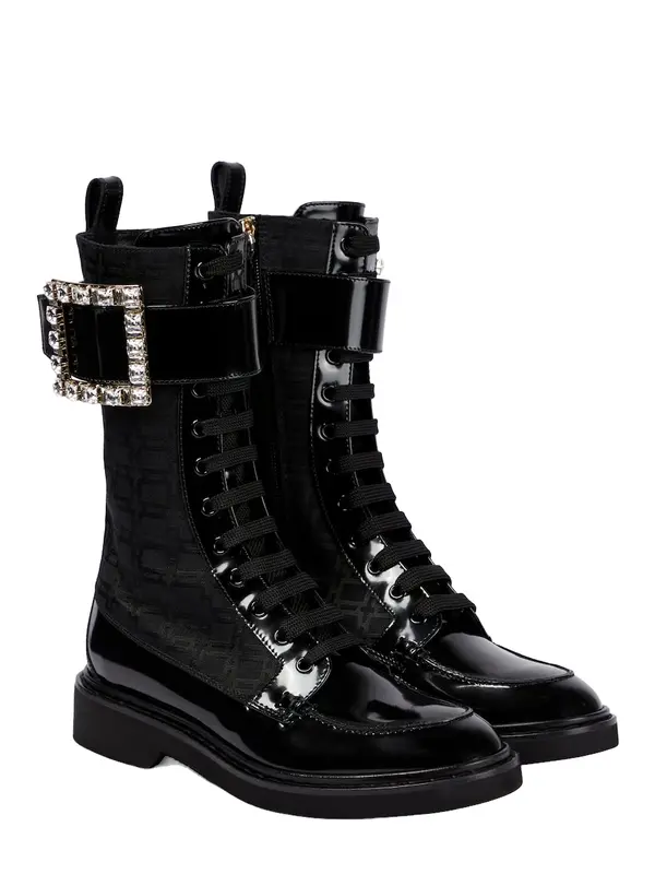 ROGER VIVIER Viv' Rangers Strass Ankle Boots - Black