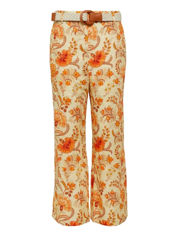 Zimmermann Junie Cropped Floral Linen Pants - Multicoloured