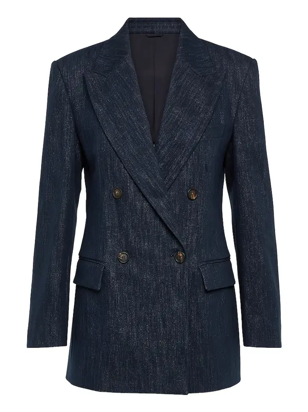 Brunello Cucinelli Metallic Cotton-blend Blazer - Silver