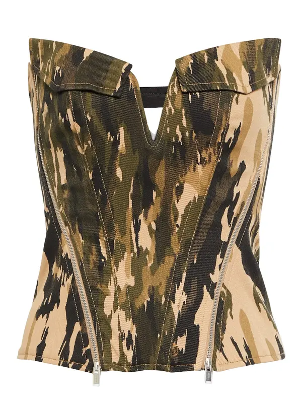DION LEE Printed Twill Corset Top - Multicoloured